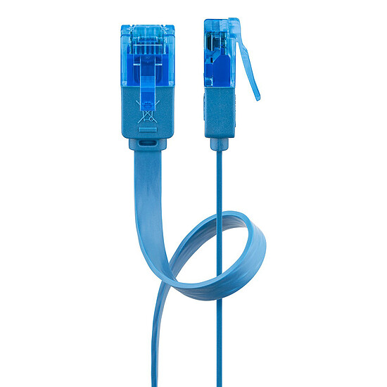 Goobay Câble RJ45 Plat Cat 6a U/UTP 0.5 m - Bleu - Câble RJ45 Goobay ...