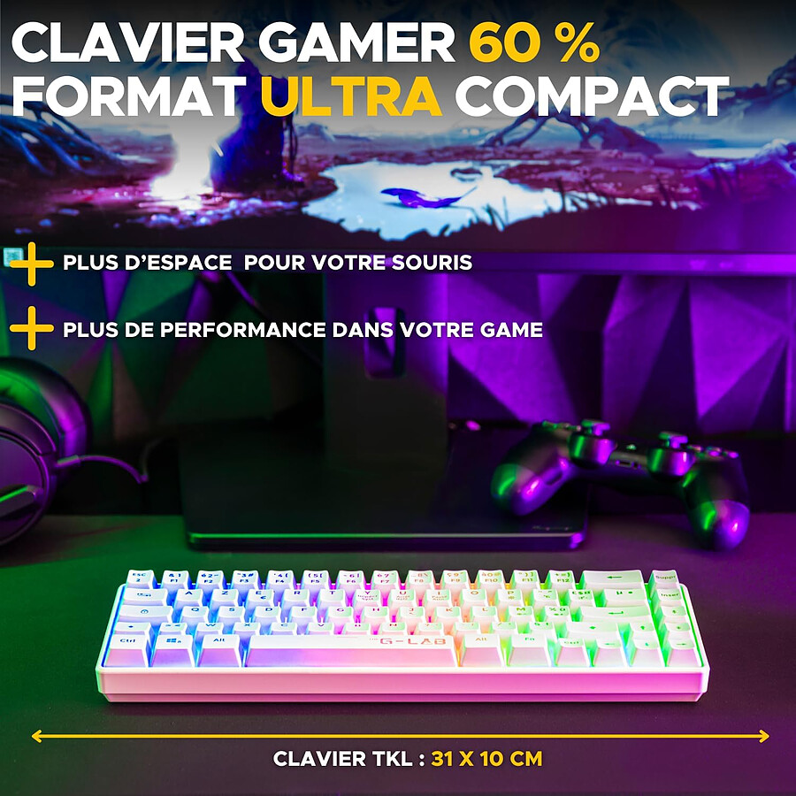 The G-Lab Keyz Hydrogen Wireless - Blanc - Clavier PC The G-Lab sur ...